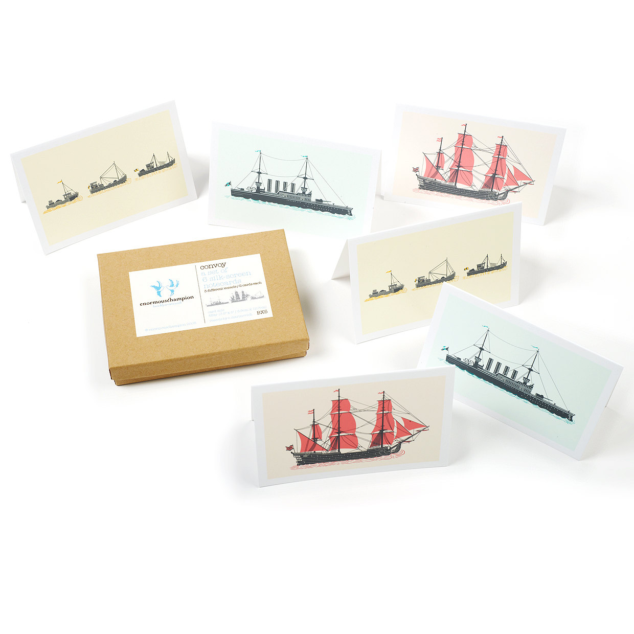 Boats Card Pack (6 fold-over cards with matching envelopes) | Schooner ...