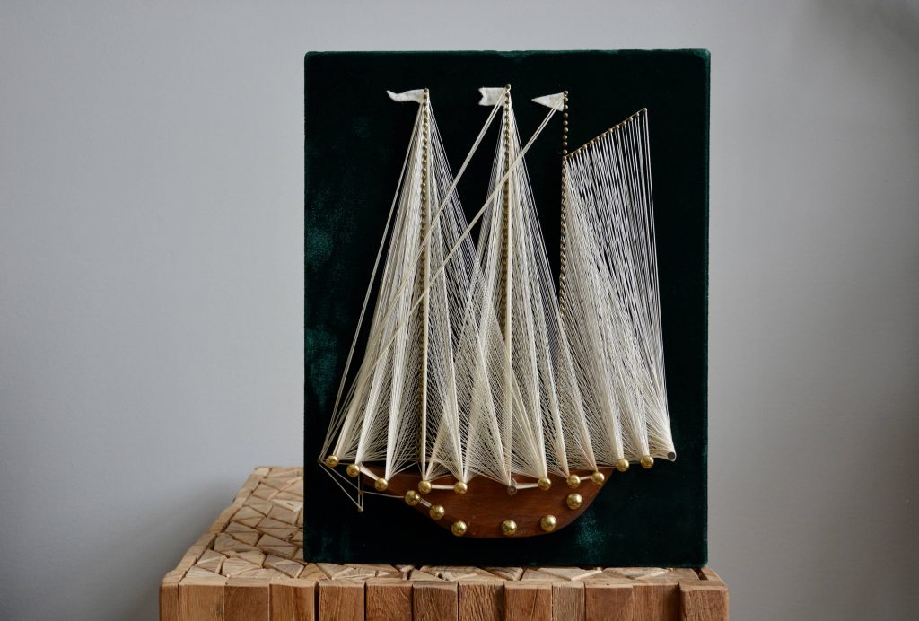 1975 Vintage Ship, Sail Boat String Art | Vintage String Art | Nautical ...