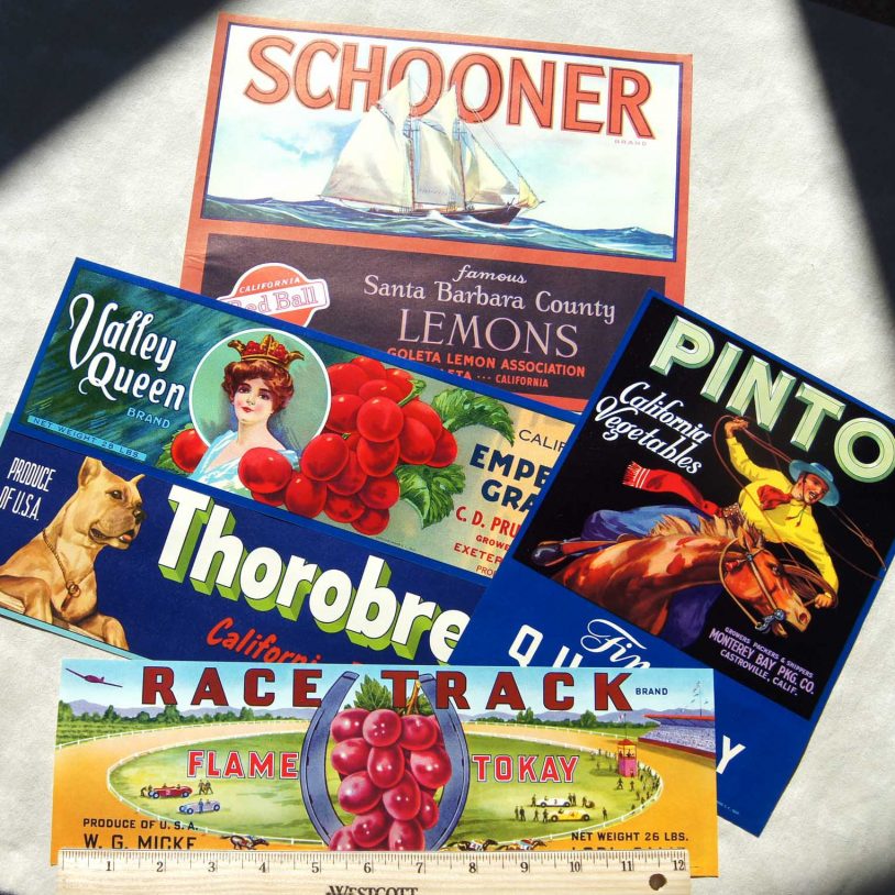 Mid 1900's ORIGINAL PAPER LABELS - Group of 5 Colorful Labels for Food ...