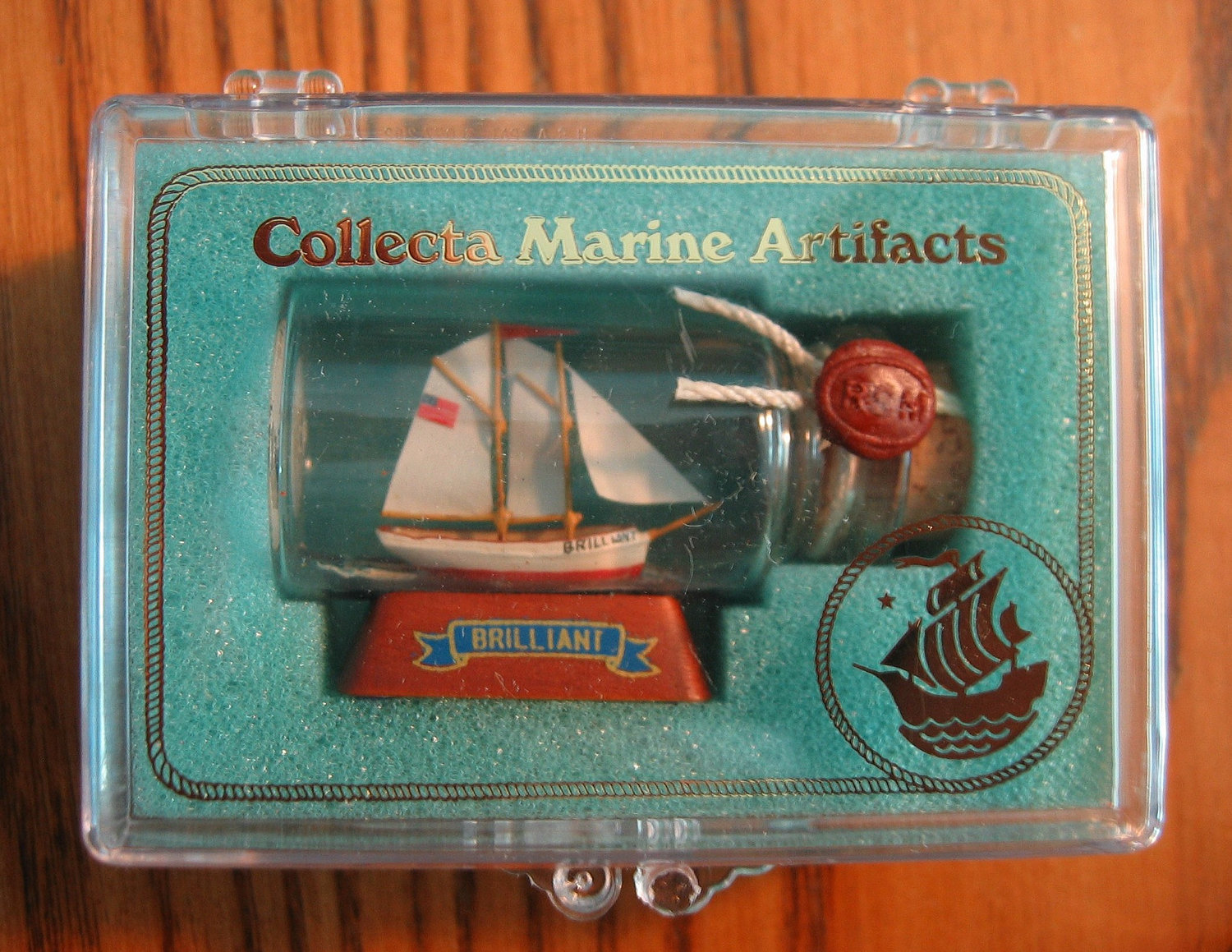 Mini Ship in a Bottle Historic MYSTIC SEAPORT'S Schooner Brilliant New ...