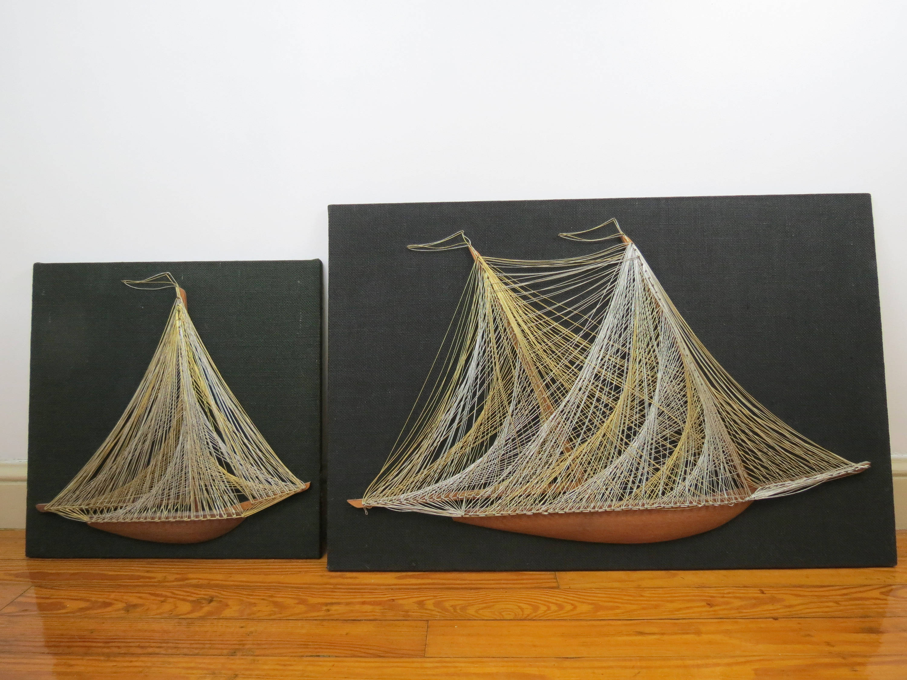 Vintage Ship String Art // Mid Century Modern Ship Schooner Black and ...