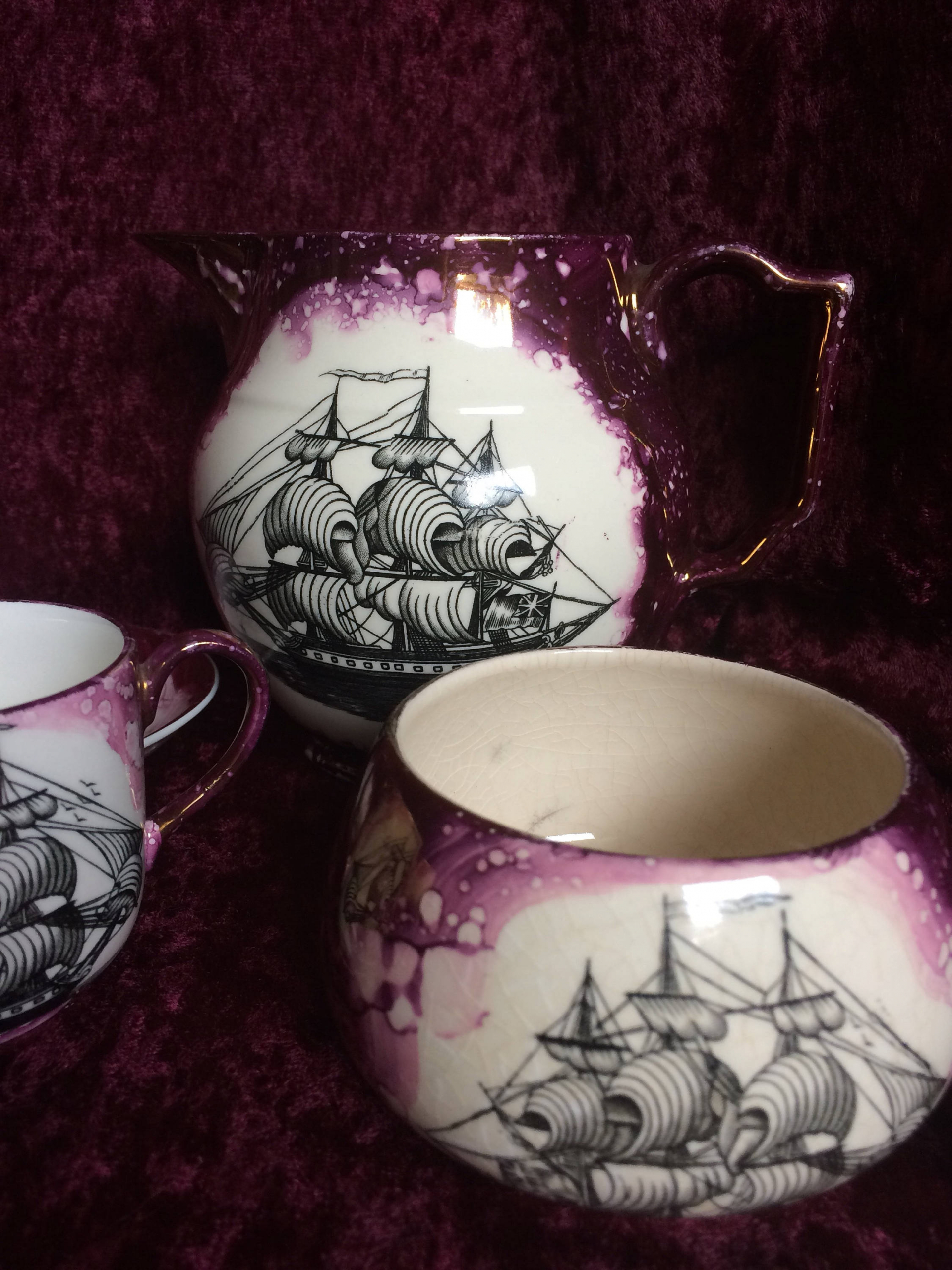 Gray's Pottery Stoke-on-the-Trent 10 piece Rose Lustreware Ship design ...