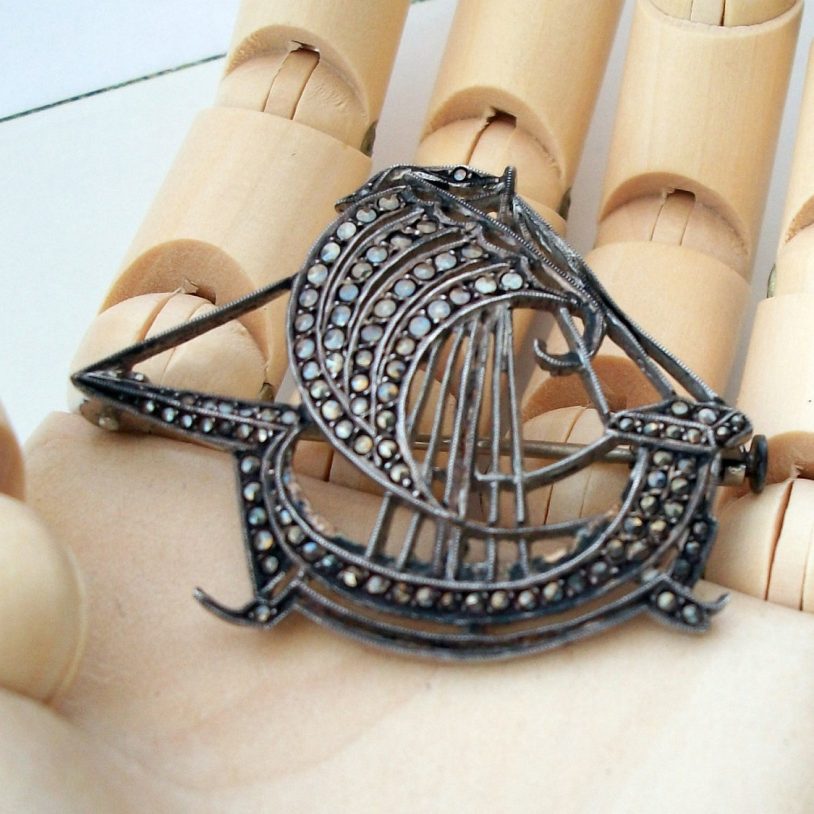 Antique Marcasite Ship Pin Brooch / Highly detailed and Fabulous ...