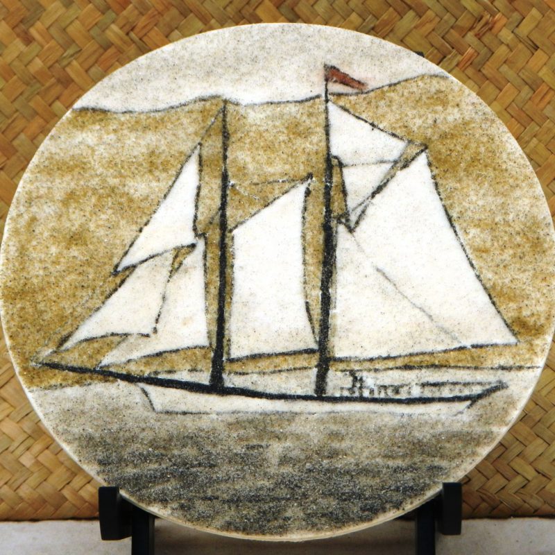 Manitou Schooner 7" circle sand painting no. 2 original sand art work ...