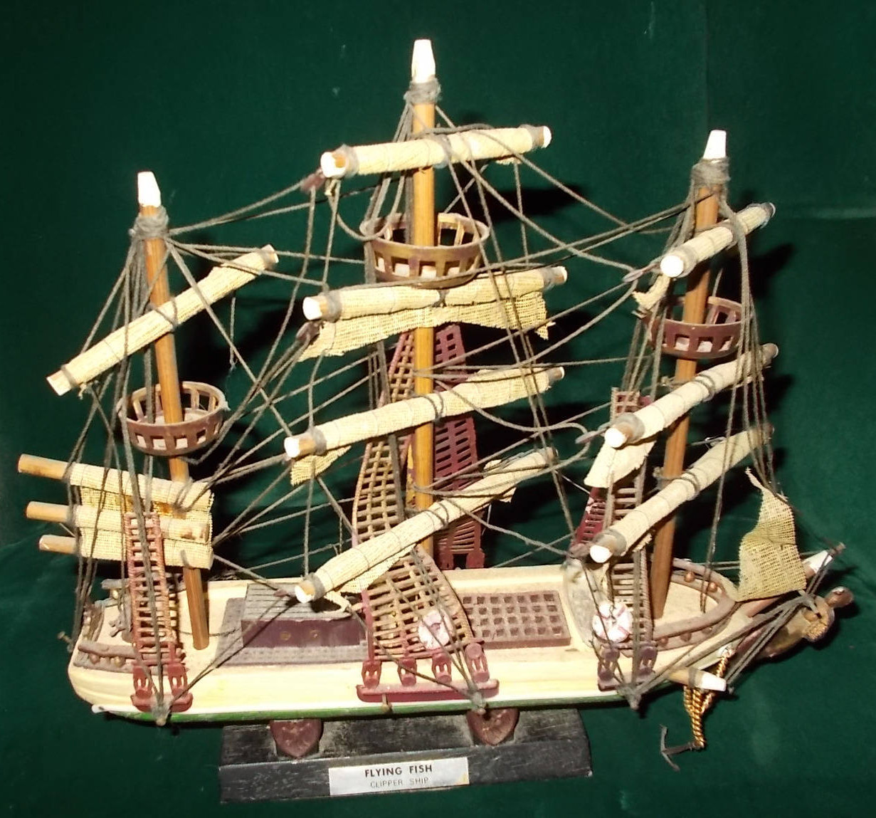 Wood Clipper Ship Model Flying Fish Three Masted Schooner Sail Boat ...