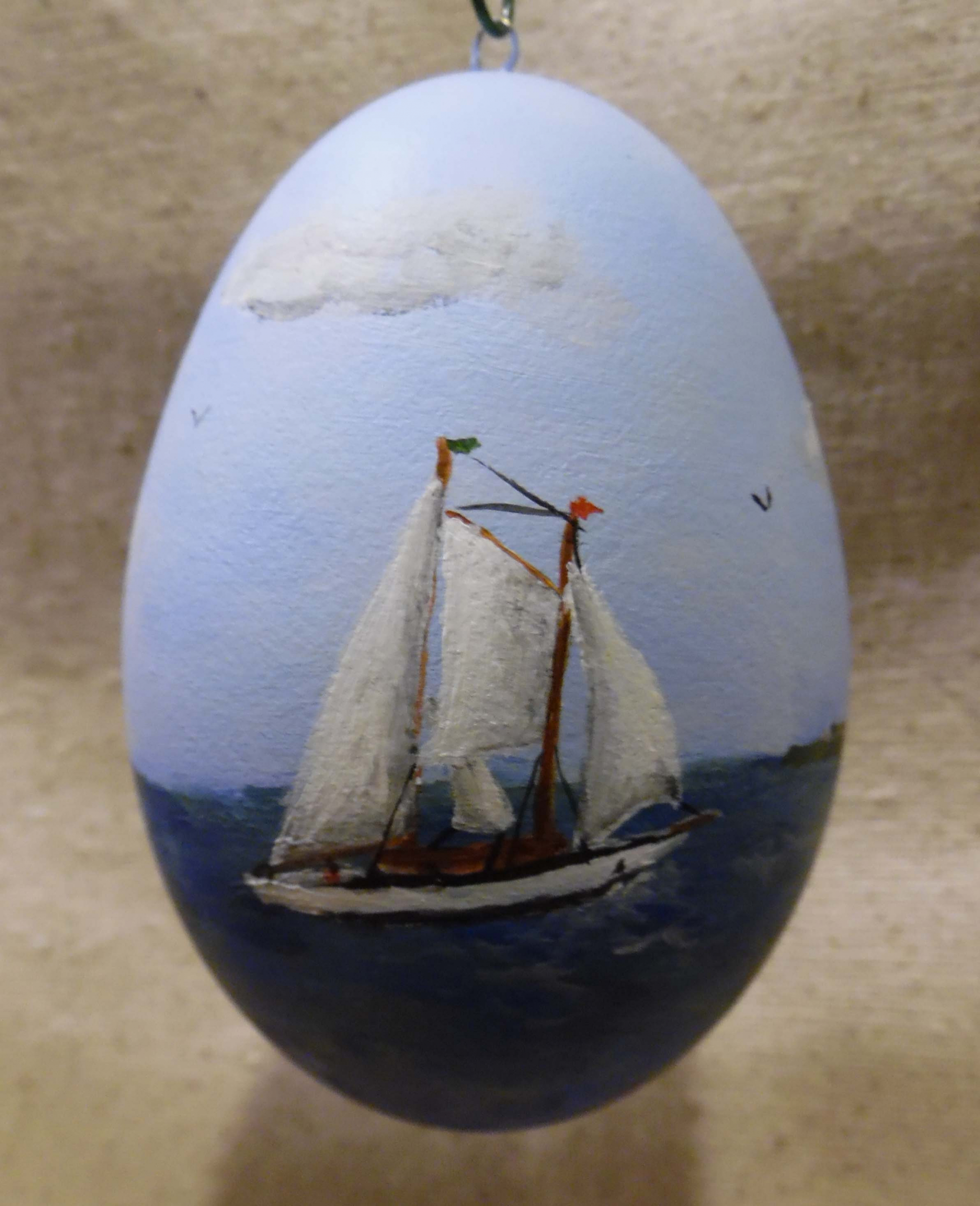 Decorated Goose Egg - Two Schooners | Schooner Chandlery