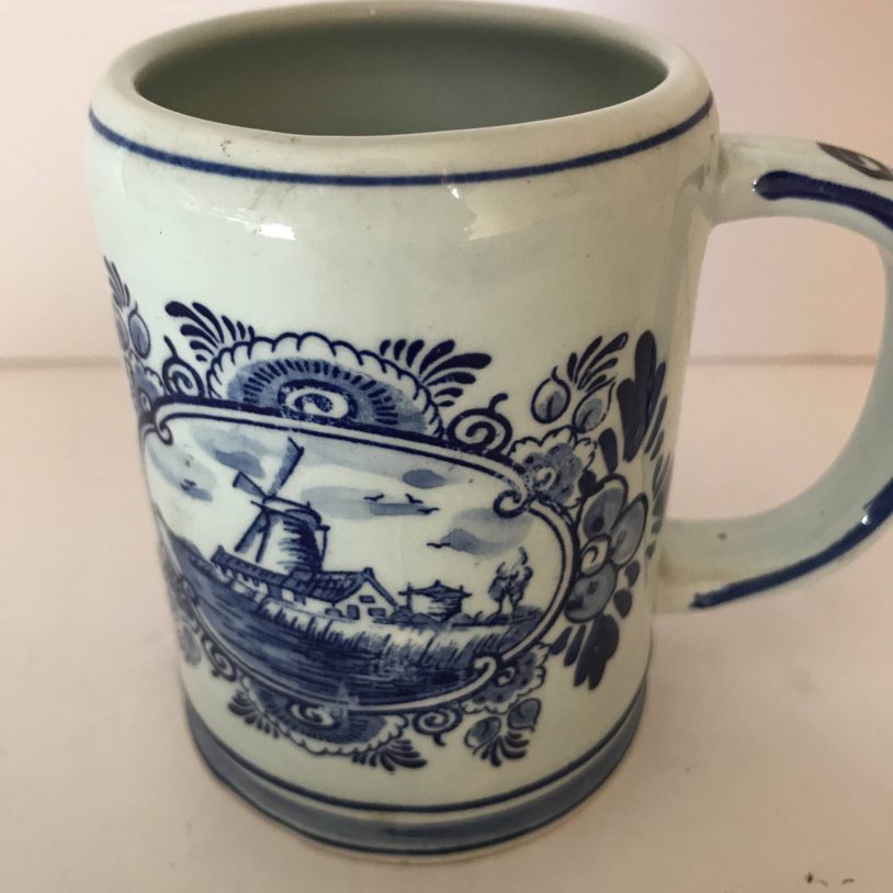 Vintage Blue Delftsblaum Beer Small Stein Coffee Mug Clipper Ship ...