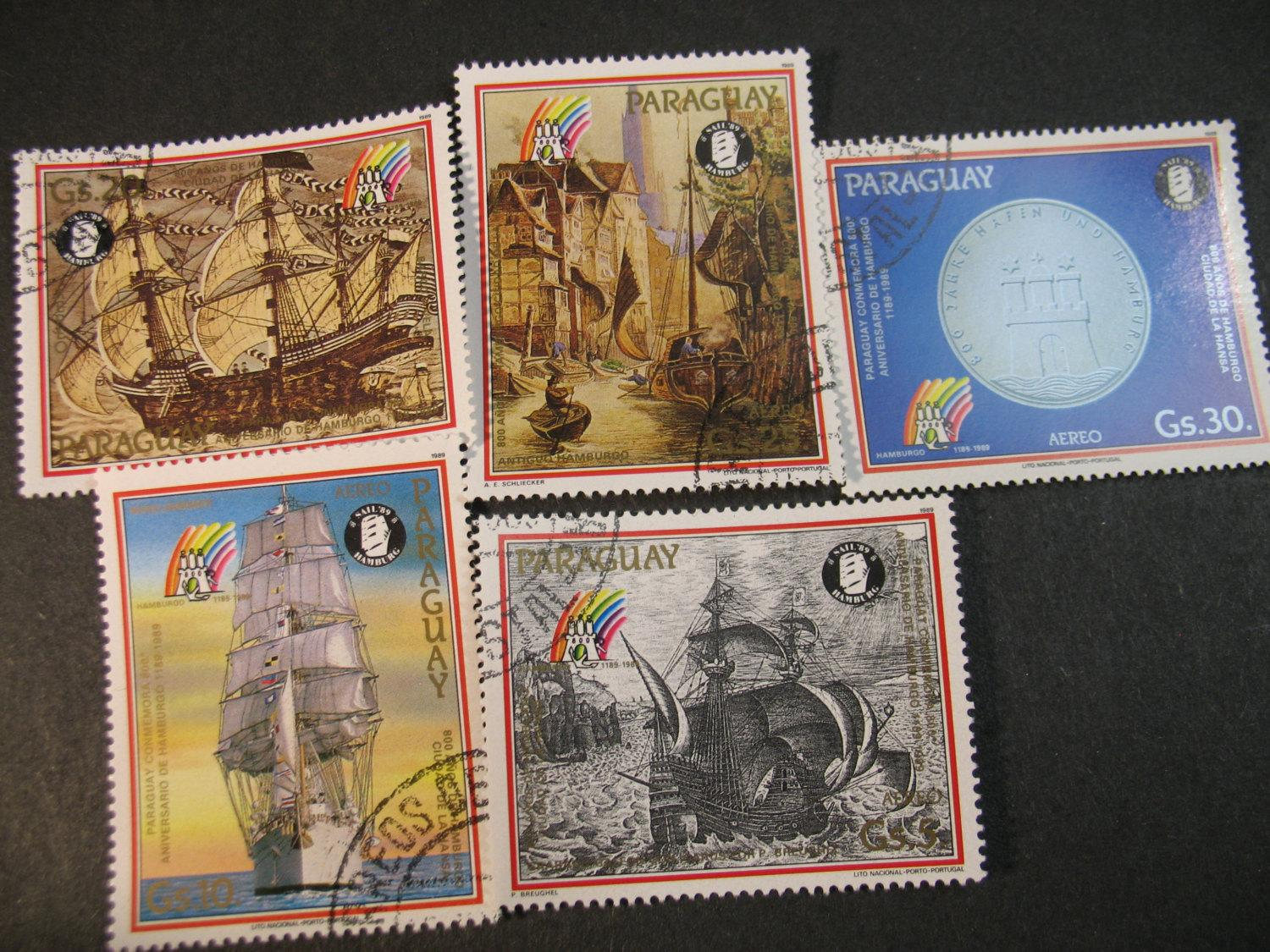 SAILING SHIPS Boats Masted Schooners STAMP Collection Vintage Used ...