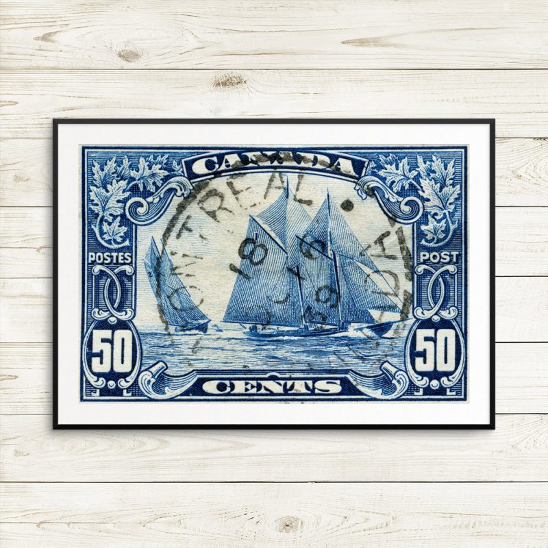 P075 Bluenose stamp, Bluenose ship, Montreal Canada, fishing boat ...