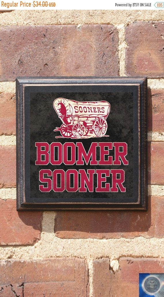 Oklahoma Sooners Boomer Sooner Schooner Wall Art Sign Plaque Gift ...