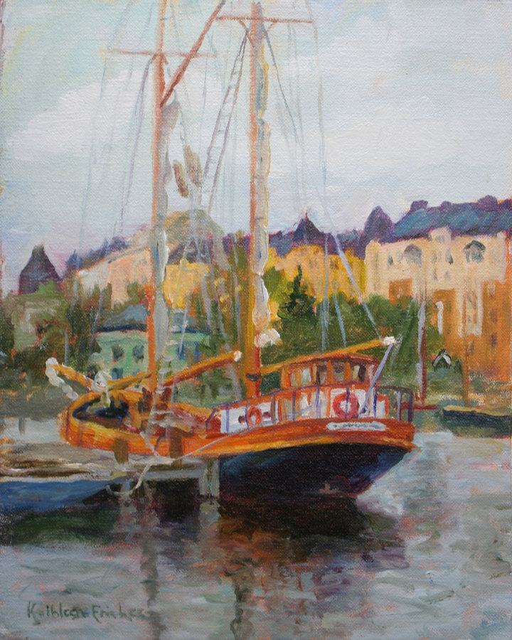 Oil Painting, Helsinki Harbor, The Astrid, Finland, Original ...