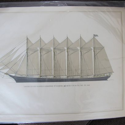 Vintage Gordon Macfie Print American Six-Masted Schooner Wyoming Bath ...