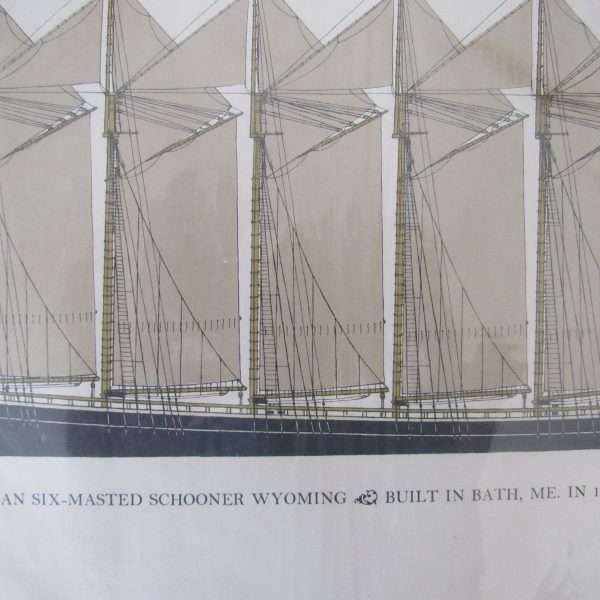 Vintage Gordon Macfie Print American Six-Masted Schooner Wyoming Bath ...