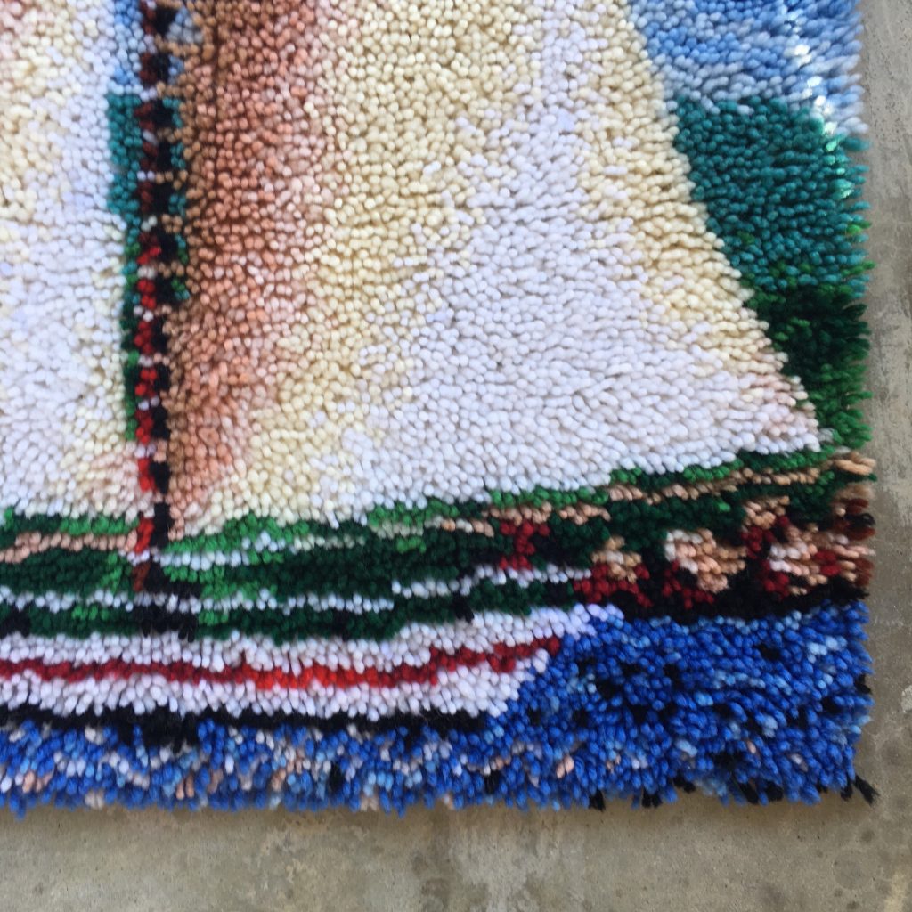 nautical ship and lighthouse latch hook 70s vintage sailboat hooked rug ...