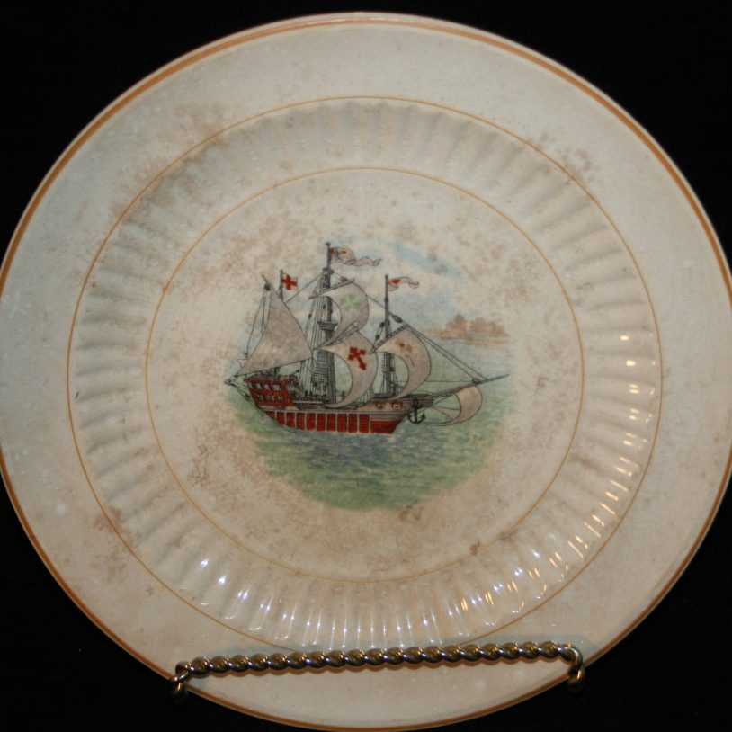 Vtg KT & K Knowles Taylor and Knowles Pottery Co China Plate Ship ...