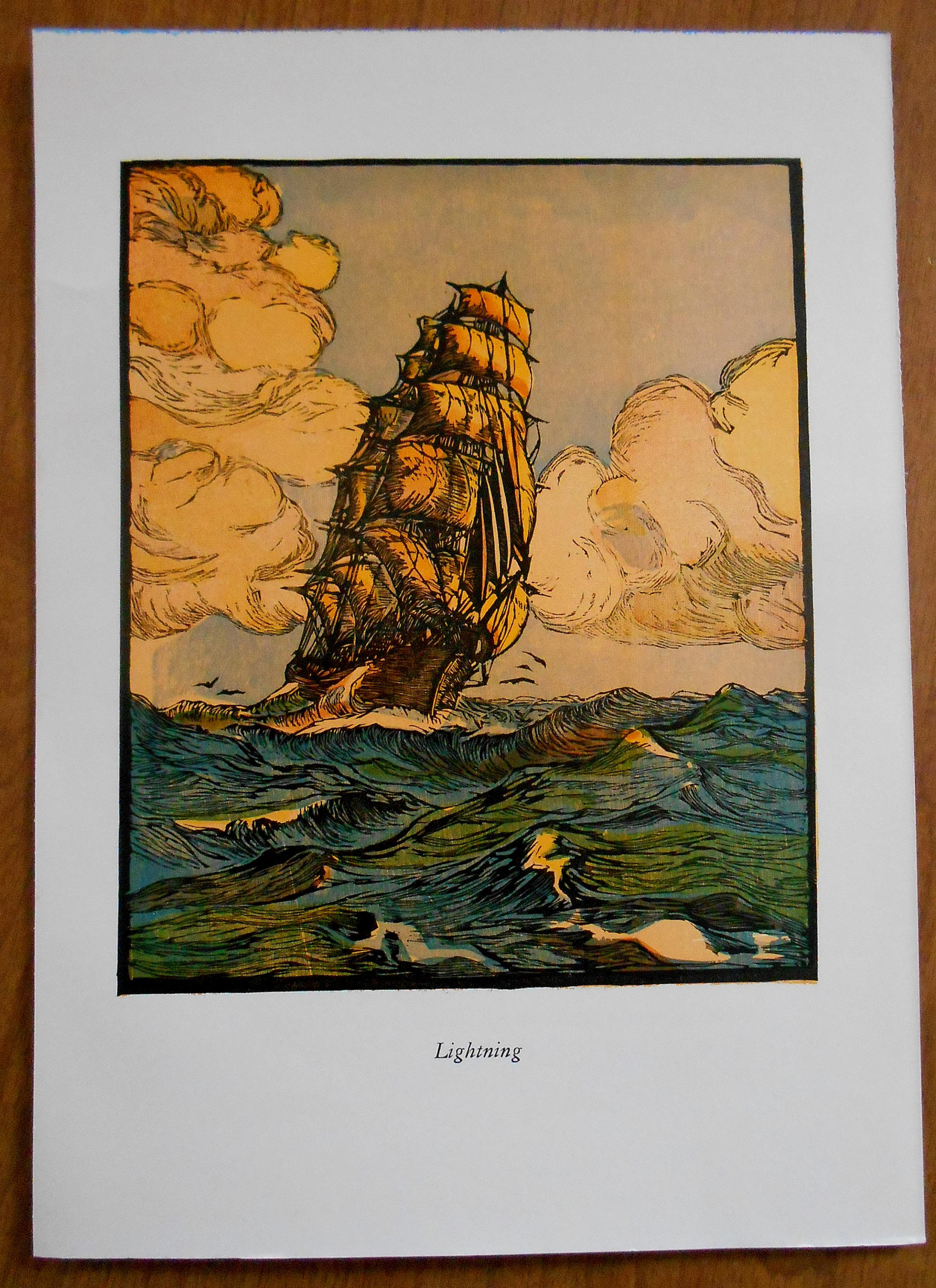 Nautical art print, Clipper Ship LIGHTNING, 1936 Vintage Wood Engraving ...