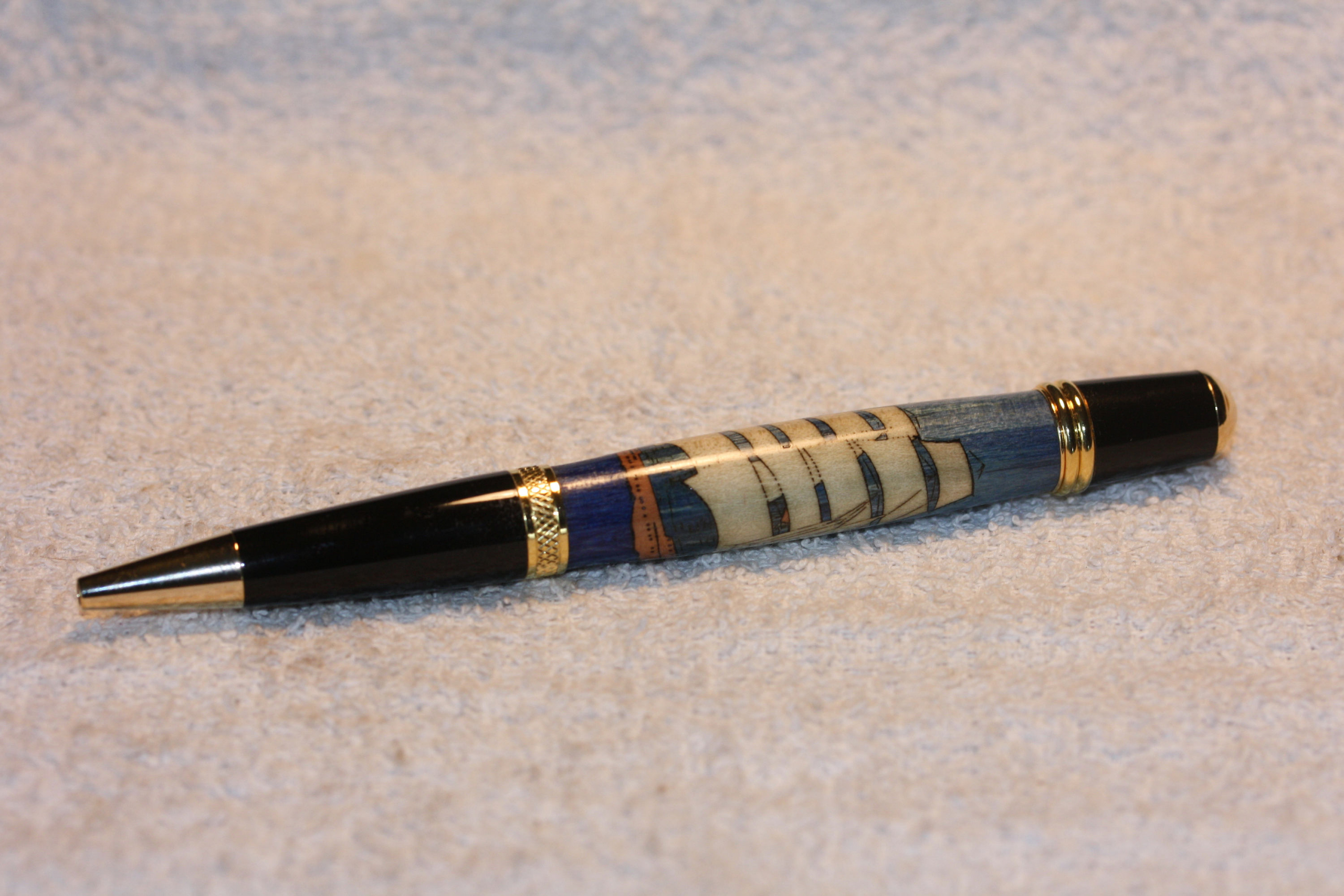 Handcrafted Tall Ship Inlayed Pen in a Black Velour Case | Schooner ...