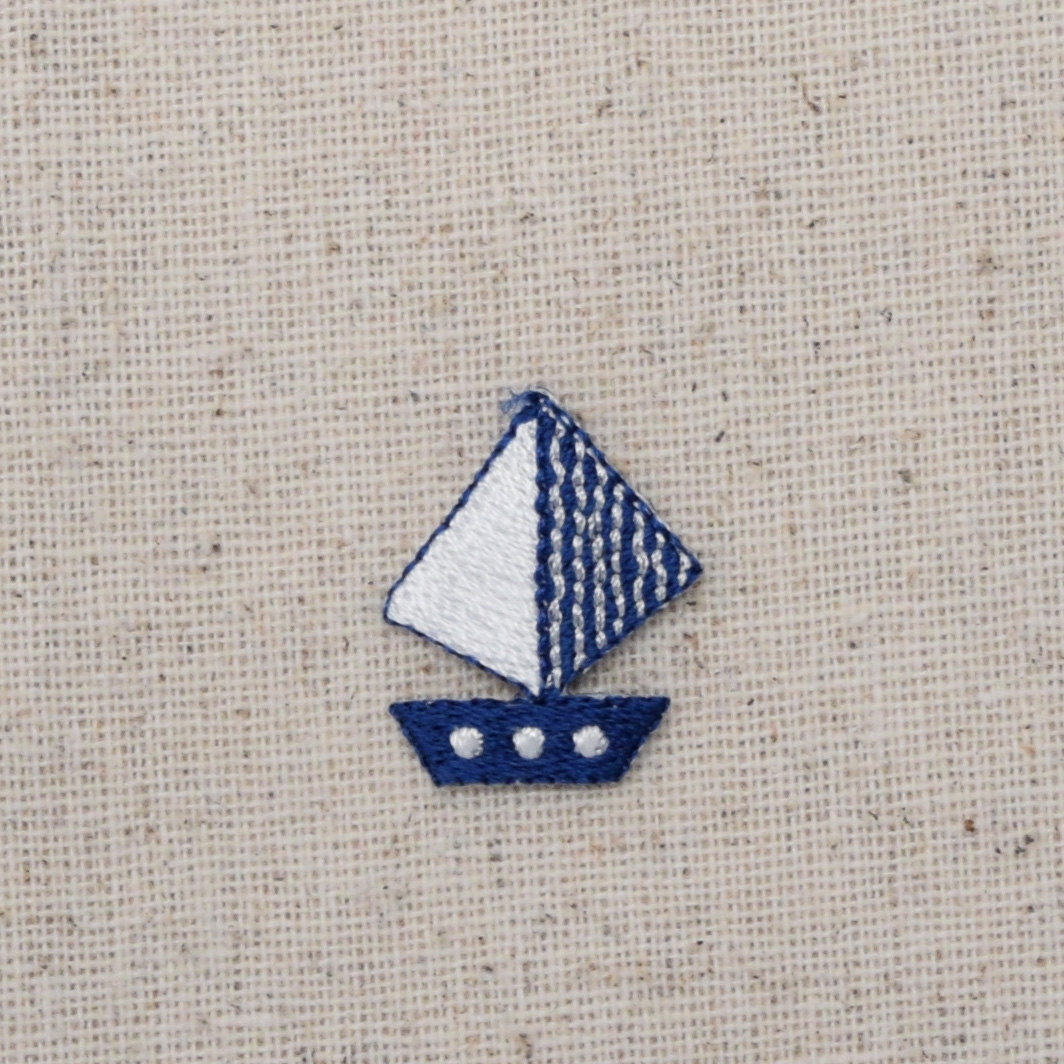 Sailboat - Small - Mini - Blue and White - Nautical - Sailing - Iron on ...