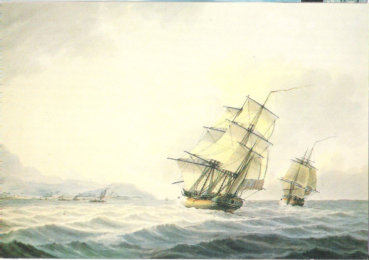 Vintage Postcard of Sailing Ship, Resolution and Discovery off the ...