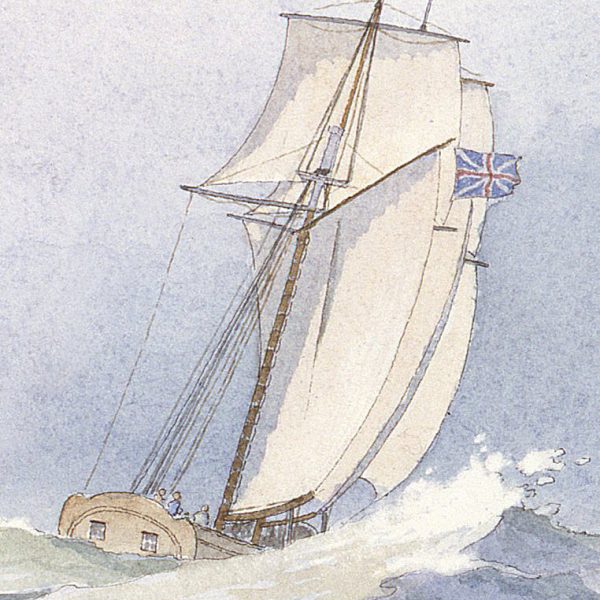 Sloop Providence, John Paul Jones, chasing a Halifax schooner on the ...