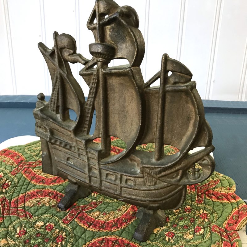 Vintage Schooner Doorstop, Antique Metal Cast Iron, Doorstopper ...
