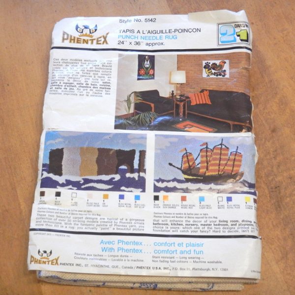 1970s Phentex Printed Punch Needle Embroidery Canvas Rug-Wall Hanging 2 ...