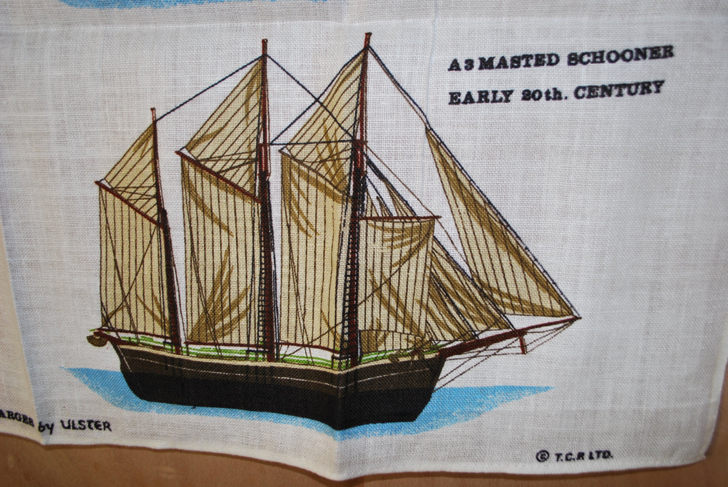Vintage Hand Towel Like New Pure Irish Linen Sailing Ship by Ulster ...