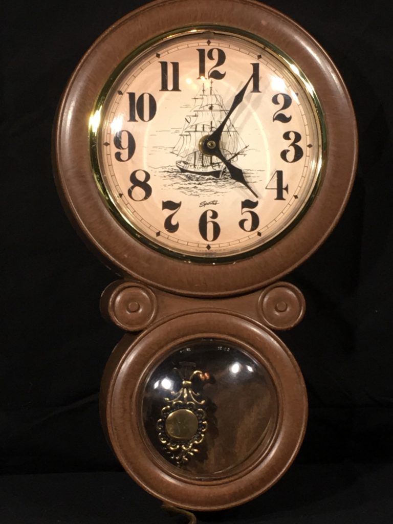 Vintage Nautical Wall Clock, Decorative Spartus Clock, Brown & Gold ...