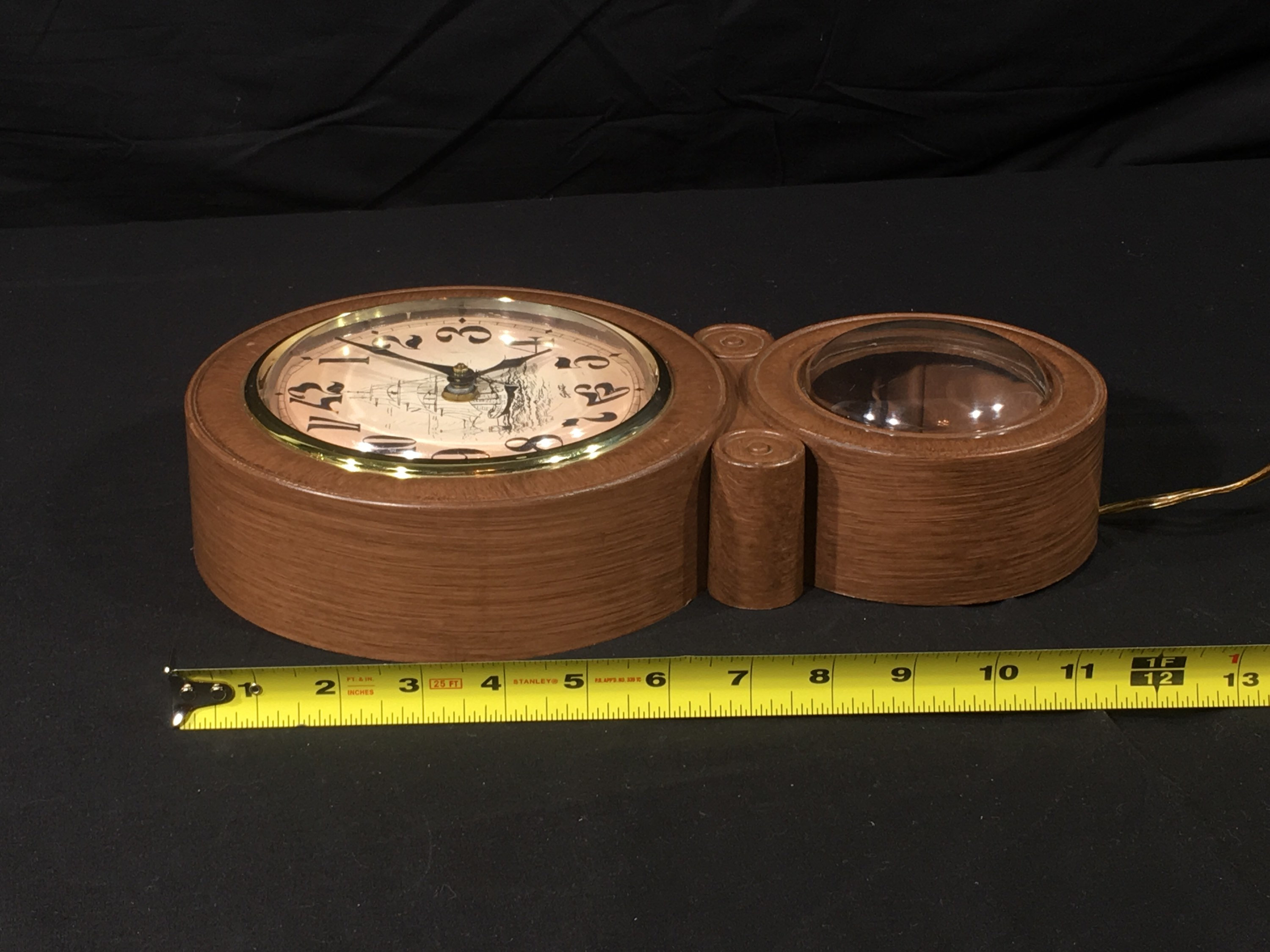 Vintage Nautical Wall Clock, Decorative Spartus Clock, Brown & Gold ...