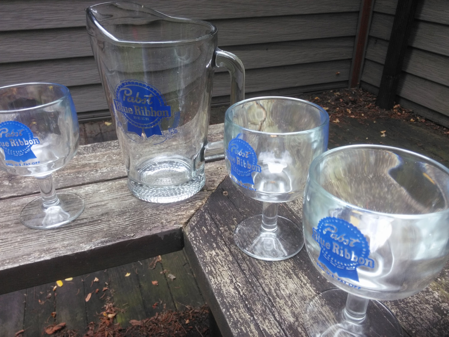 Pabst Blue Ribbon Beer Pitcher with Four Schooners - Pabst Beer Pitcher ...