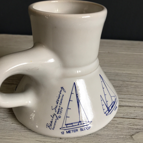 Vintage nautical mug / no spill boat mug / schooner yacht ketch mug ...