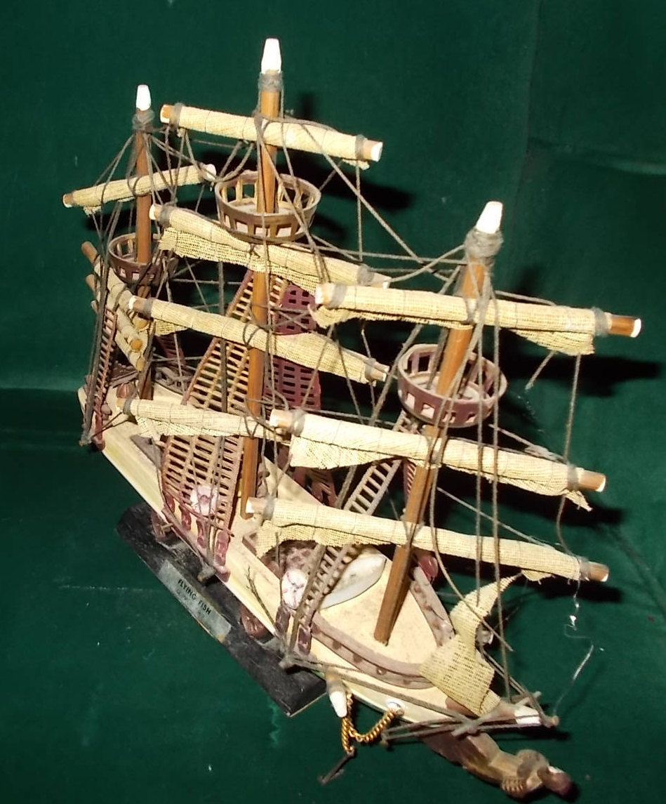 Wood Clipper Ship Model Flying Fish Three Masted Schooner Sail Boat ...