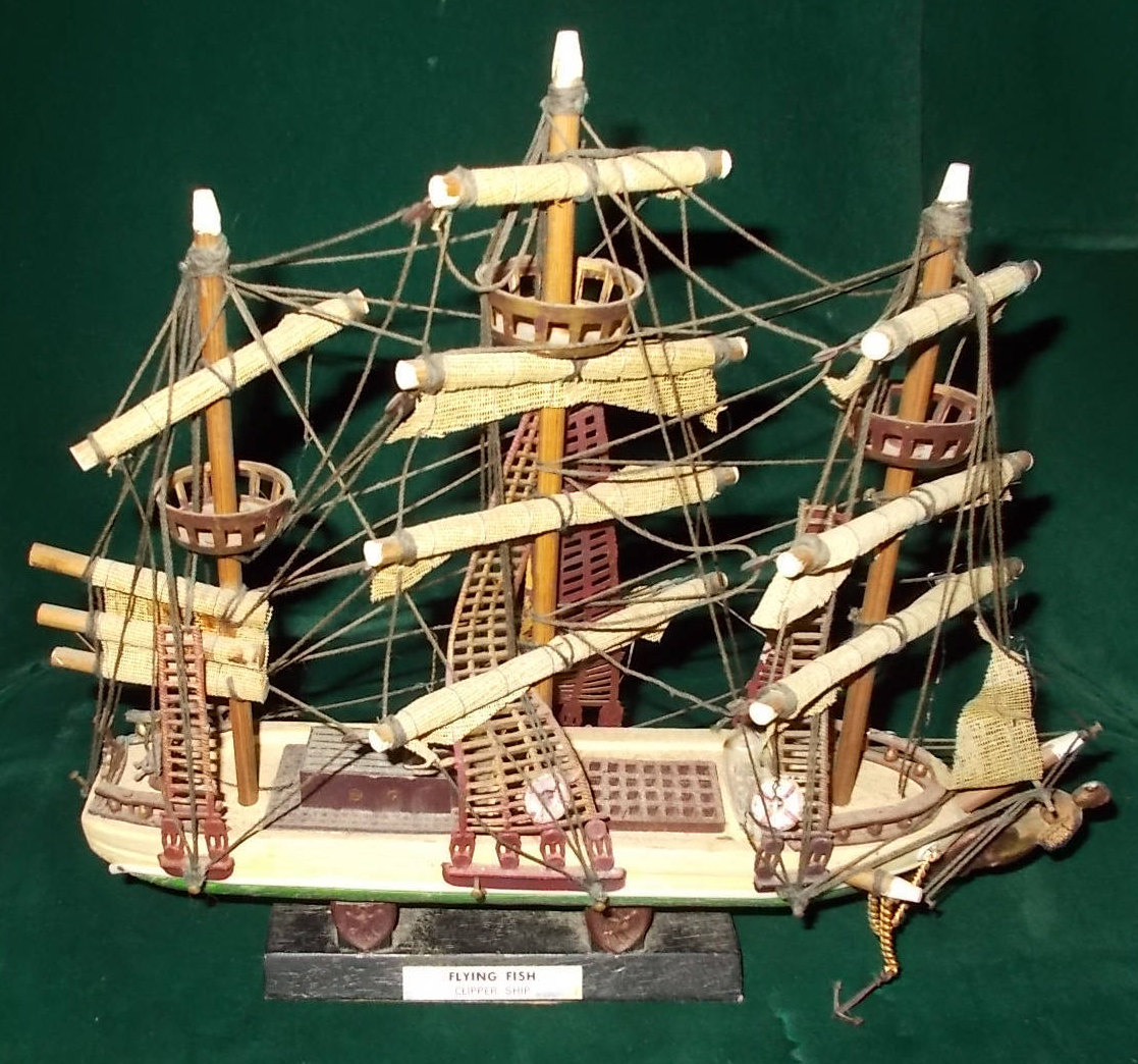 Wood Clipper Ship Model Flying Fish Three Masted Schooner Sail Boat ...