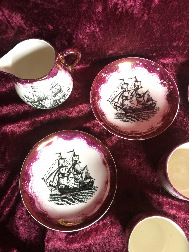 Gray's Pottery Stoke-on-the-Trent 10 piece Rose Lustreware Ship design ...