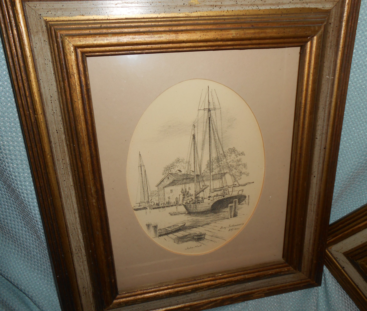 3 Rare John Moll Numbered Signed 12 x 9 Drawing Prints in 14 x 12.5 ...