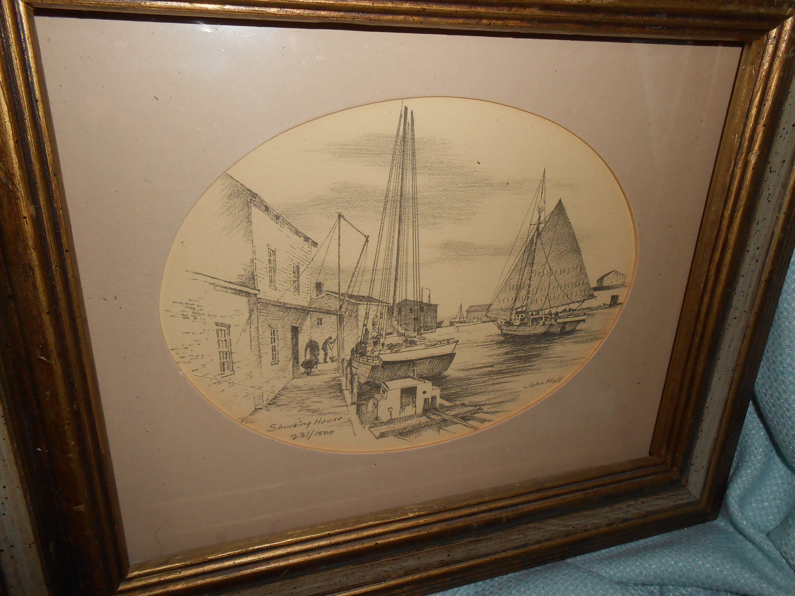 3 Rare John Moll Numbered Signed 12 x 9 Drawing Prints in 14 x 12.5 ...