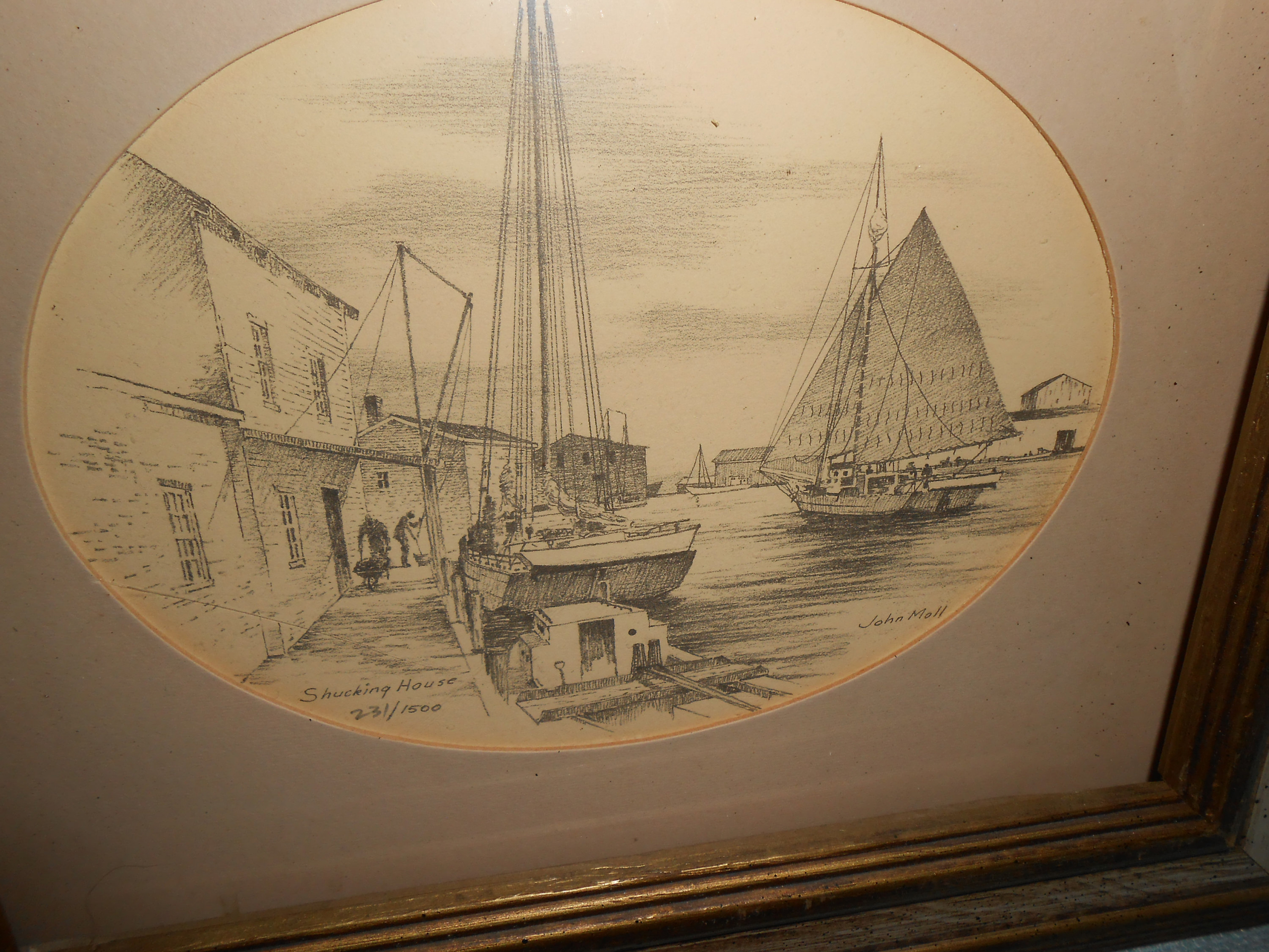 3 Rare John Moll Numbered Signed 12 x 9 Drawing Prints in 14 x 12.5 ...