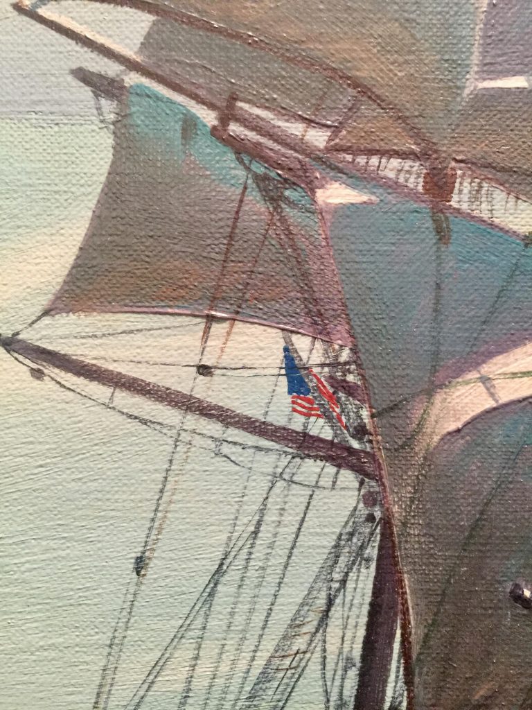 Antique Nautical Ship Oil Painting by Hunter Wood circa 1930's ...