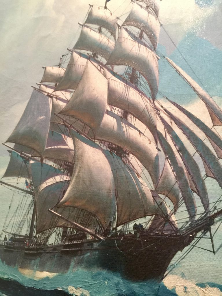 Antique Nautical Ship Oil Painting by Hunter Wood circa 1930's ...