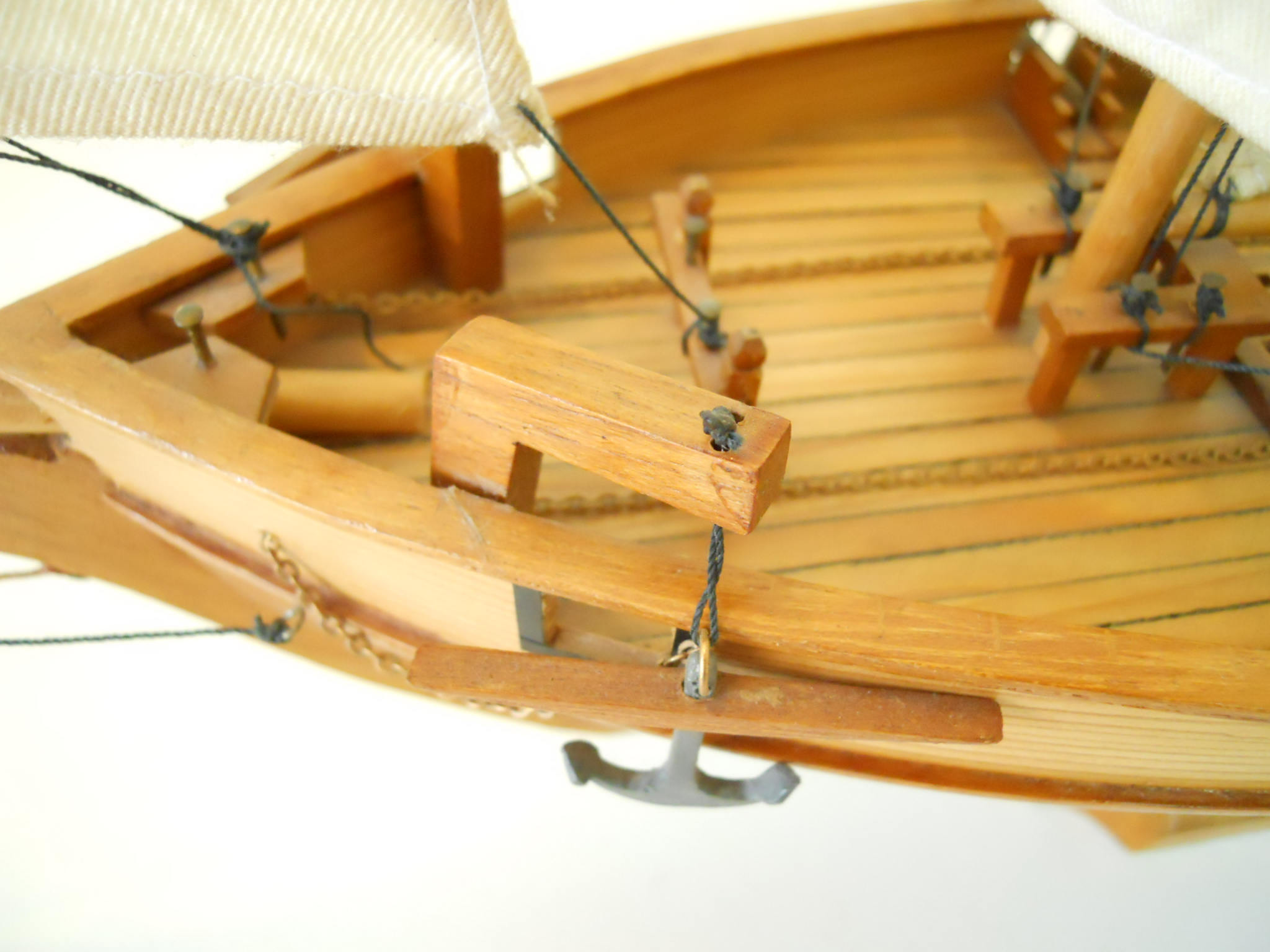Vintage Wooden Model Ship/Boat Handmade by Mauritian Artisans. Long 72 ...