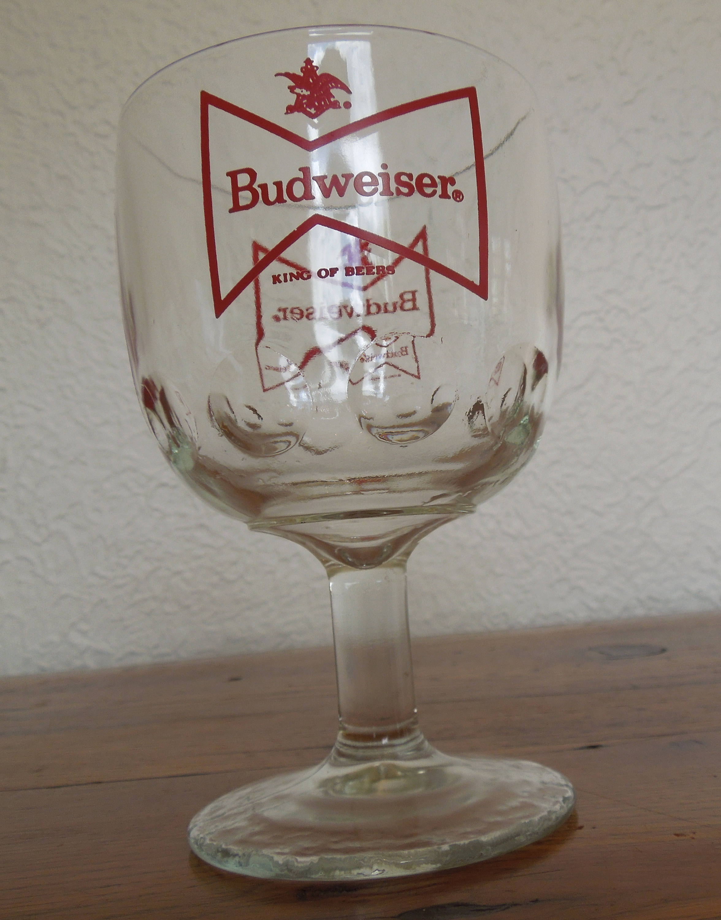 Vintage Budweiser Beer Schooner Glass Thumbprint Goblet Pedestal 1970's ...