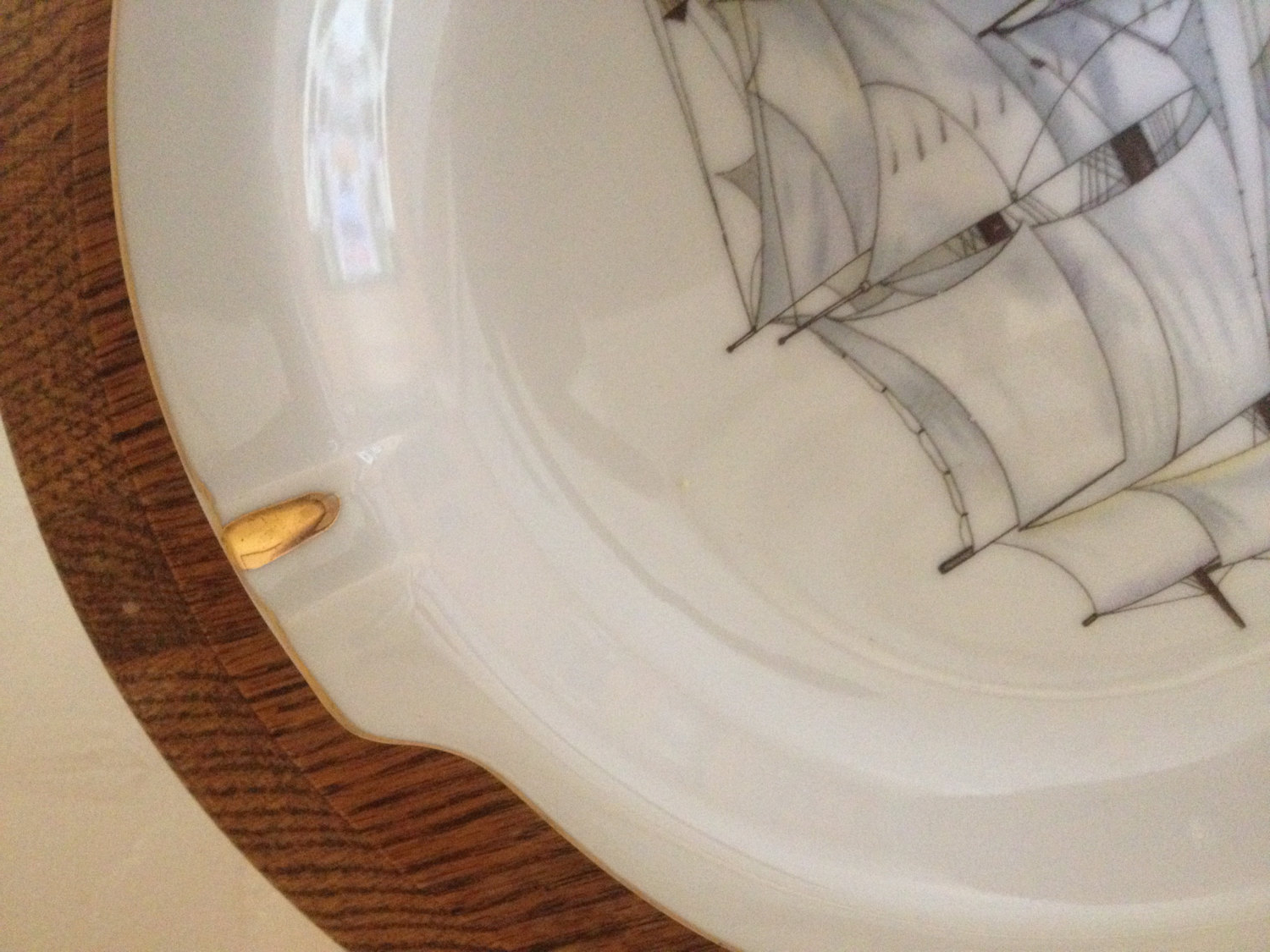 Vintage Nautical porcelain Ashtray featuring 3 Masted Sailing Ship ...