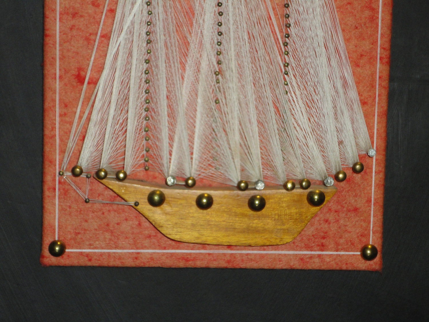 Vintage String Art Wall Hanging-Nautical-Boat-String and Nail Art ...