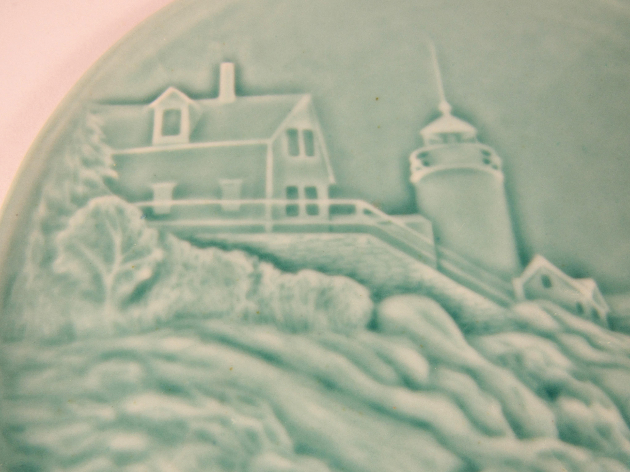 Vintage EDGECOMB POTTERS Maine Lighthouse Schooner Art Pottery Tile ...