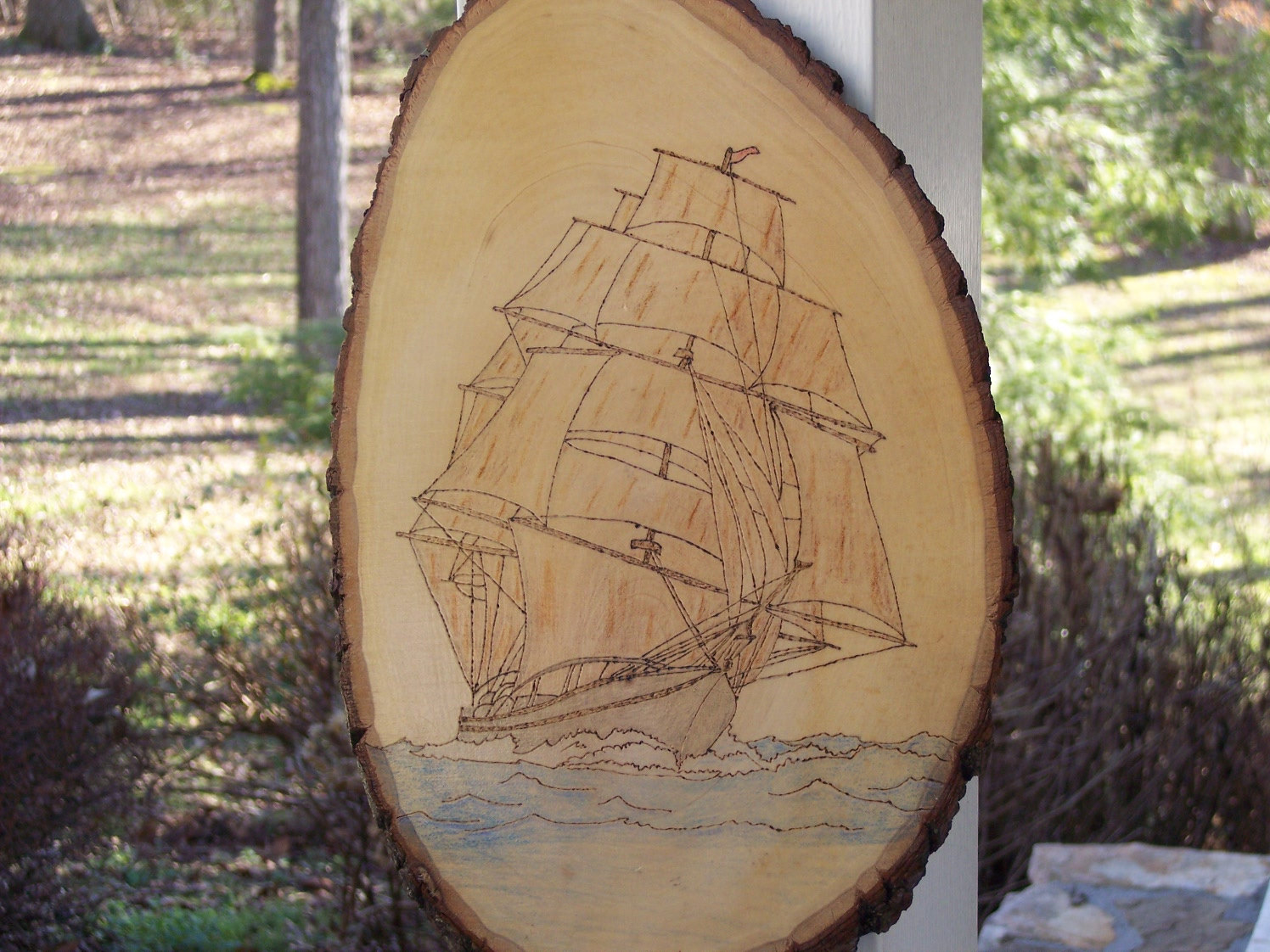 Sailing Ship Woodburning Pyrography | Schooner Chandlery