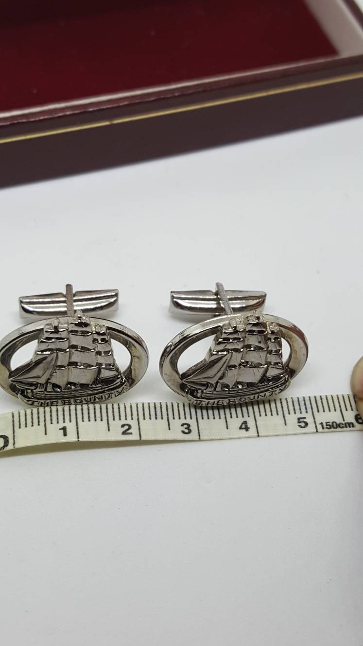 Cufflinks ship The bounty schooner sailing ship figural cufflinks old ...