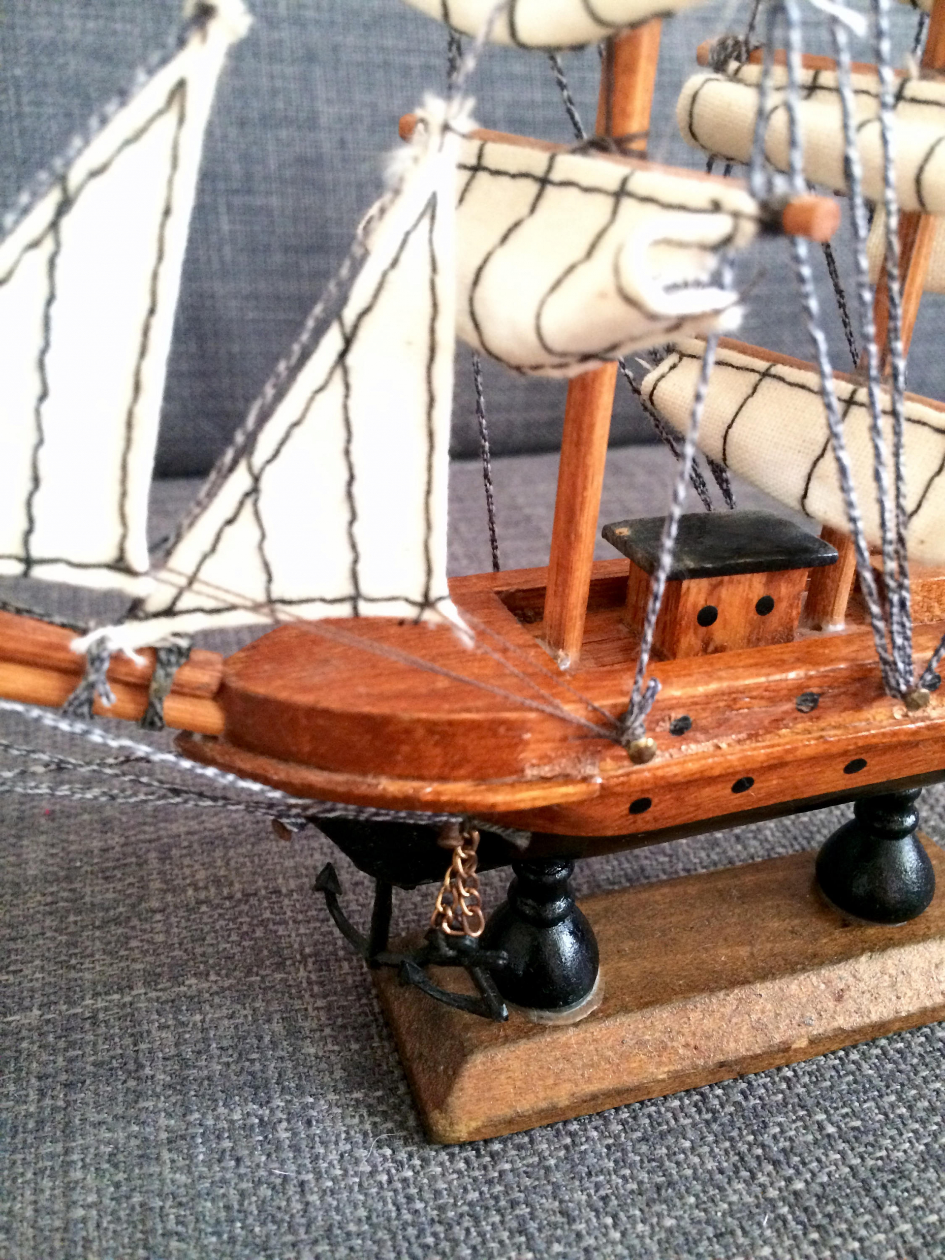 Wooden sailboat model. Vintage. 3 Mast. Handmade! Wonderful Nautical ...