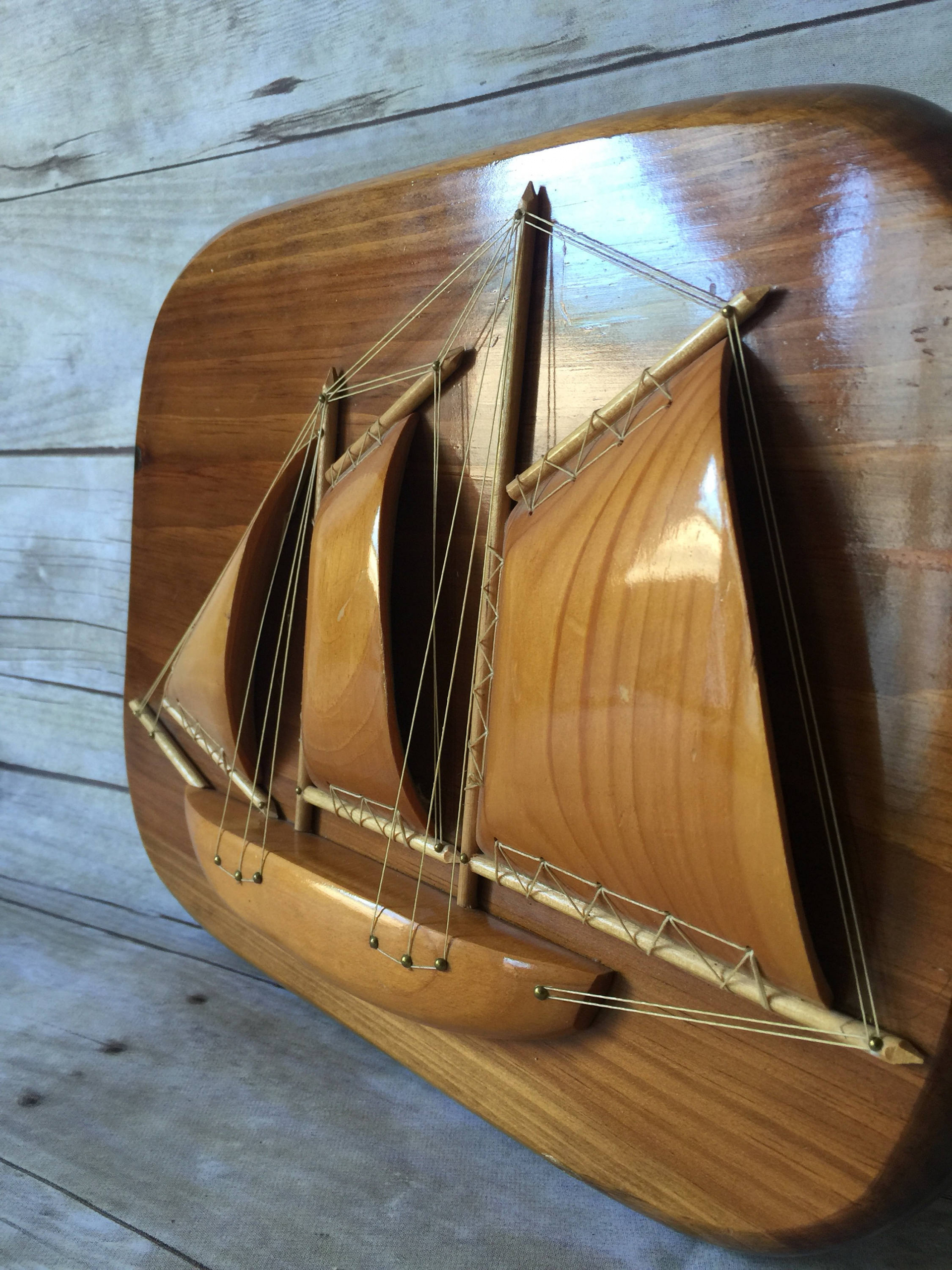Vintage String Art Wood Ship Plaque – Schooner Chandlery