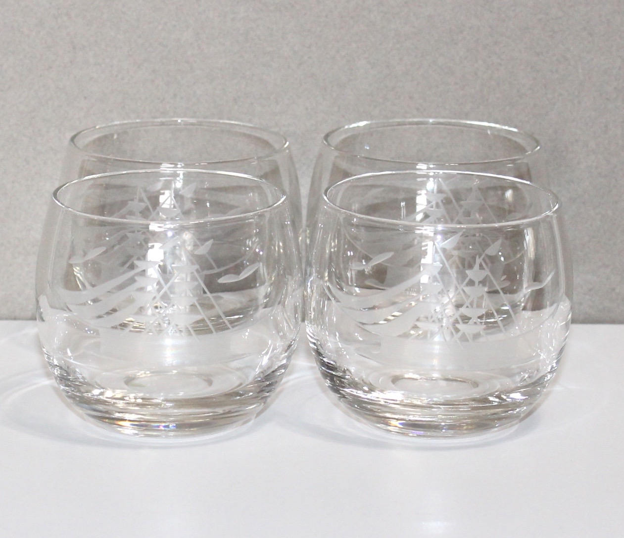 Handsome Vintage, Set of 4, Javit Clipper Collection, Roly Poly Glasses ...