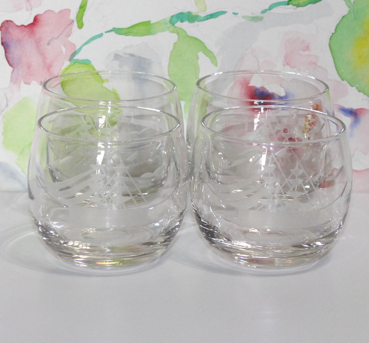 Handsome Vintage, Set of 4, Javit Clipper Collection, Roly Poly Glasses ...